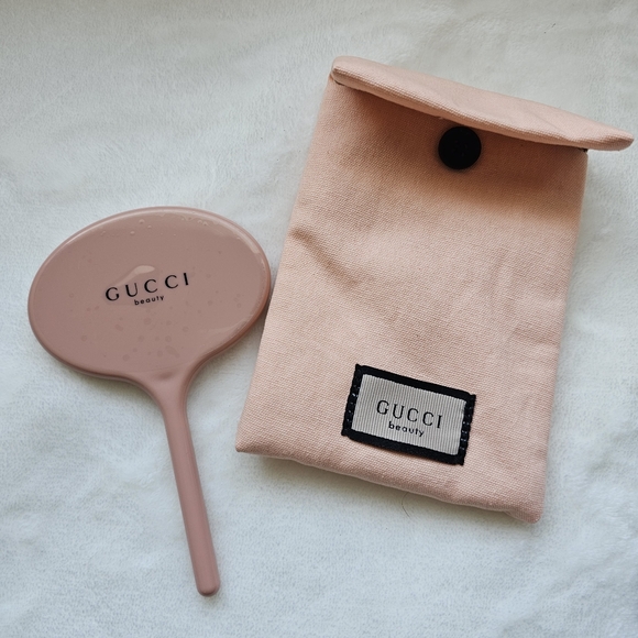 Gucci | Accessories | Gucci Beauty Pink Hand Mirror With Pouch | Poshmark